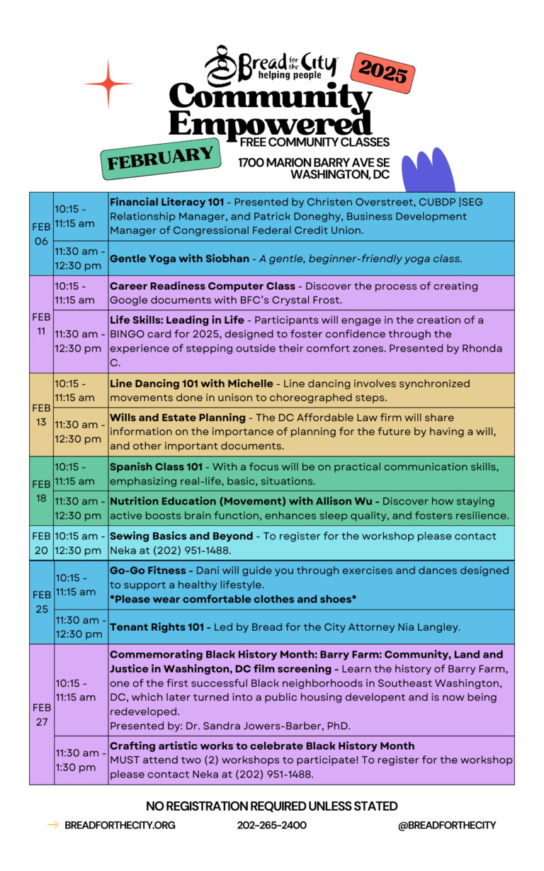 Community Empowered February Workshops - Bread for the City